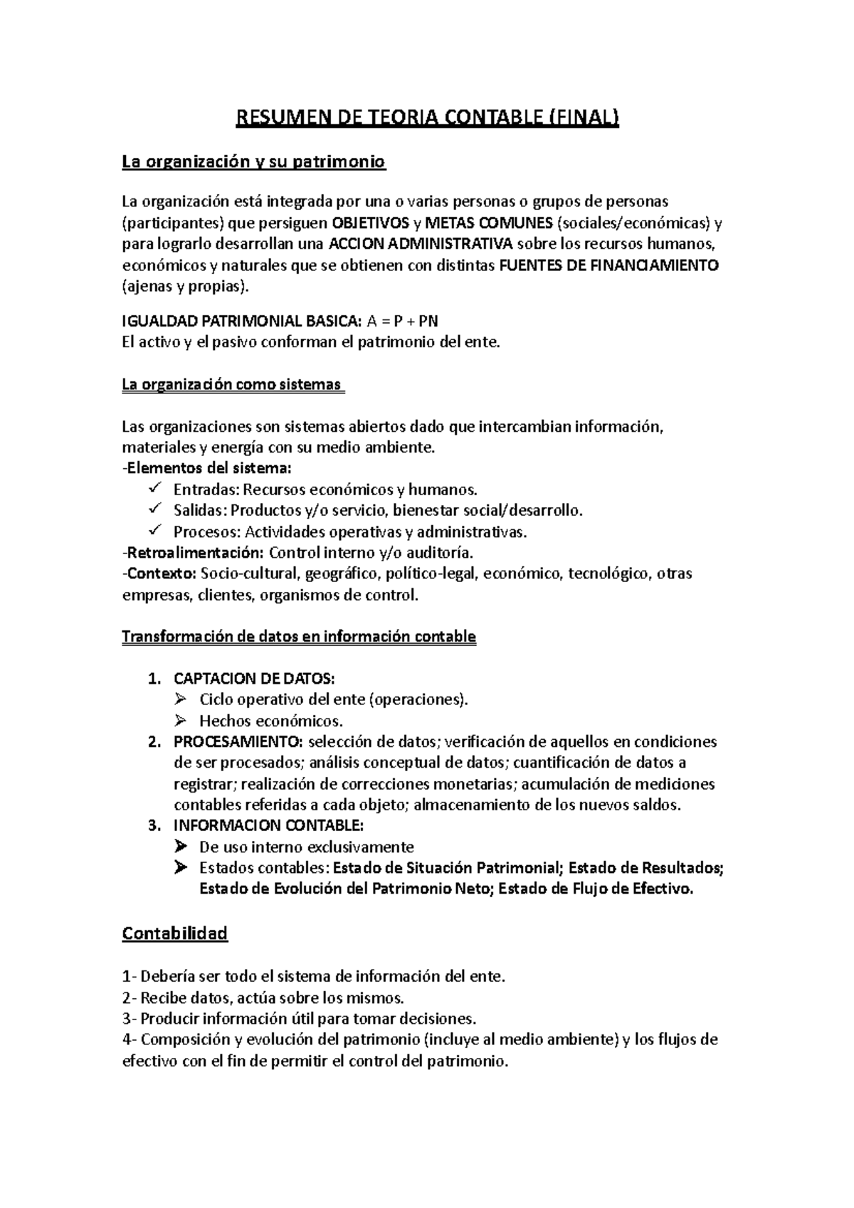 Resumen DE Teoria Contable (Final) - RESUMEN DE TEORIA CONTABLE (FINAL ...