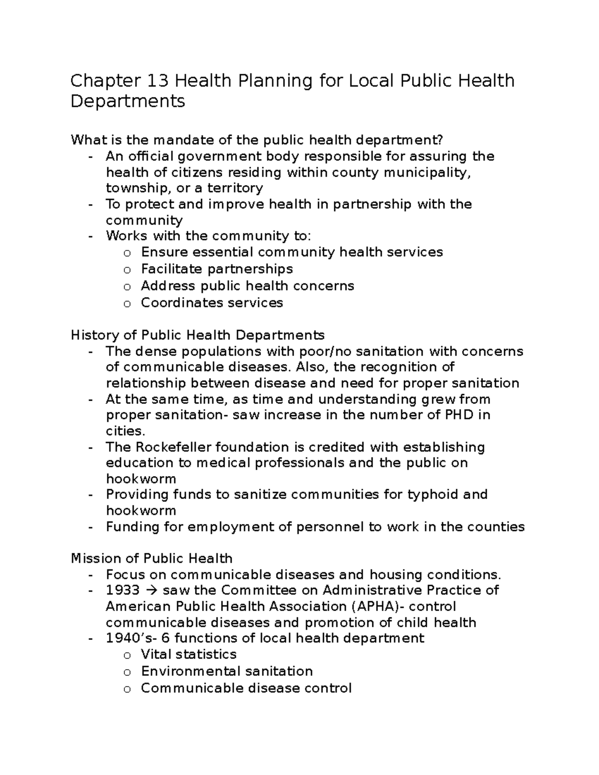 Module 2 - Chapter 13 - Lecture Notes - Chapter 13 Health Planning for ...