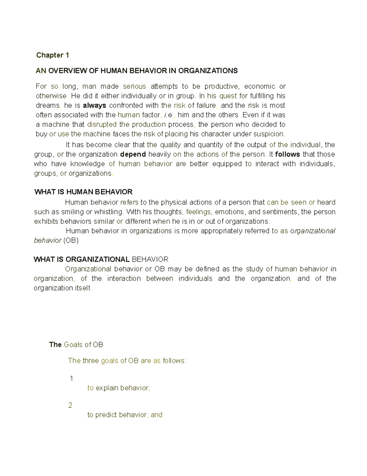 HBO- Chapter-1 - HBO- Chapter-1 - Chapter 1 AN OVERVIEW OF HUMAN ...