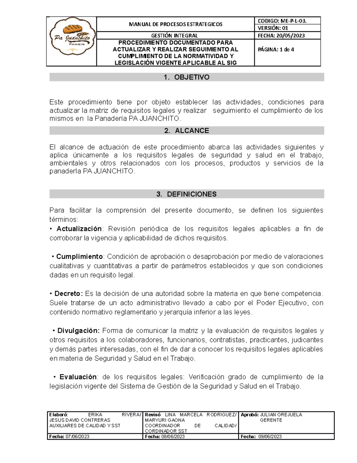 Proced. Actualizar Y Realizar Seguimiento AL Cumplimiento DE LA Normatividad - MANUAL DE ...