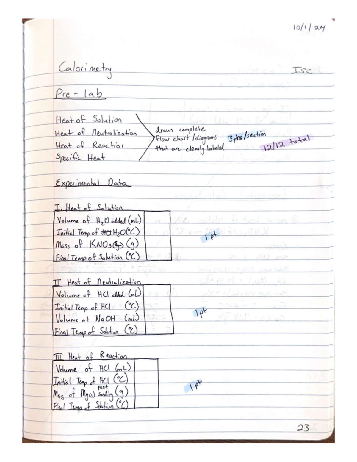 Calorimetry Lab NOTEBOOK - Calorimetry ISC Pre lab Heat of Solution ...