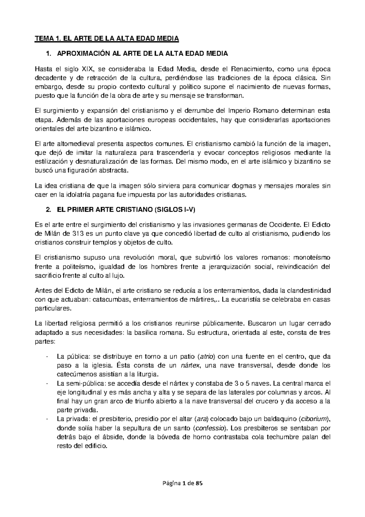 Resumen Arte Baja Edad Media - TEMA 1. EL ARTE DE LA ALTA EDAD MEDIA 1 ...