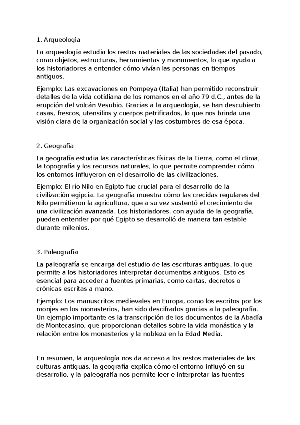 Ciencias auxiliares de la historia - Arqueología La arqueología estudia ...