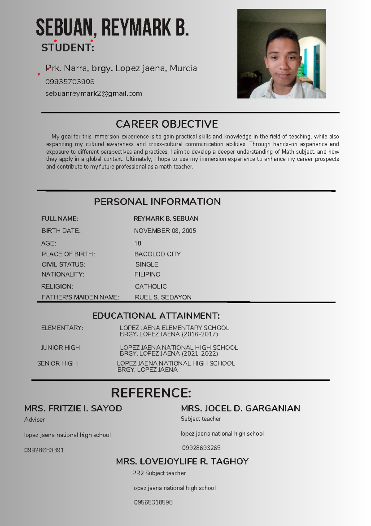 Black and White Simple Office Assistant Resume - SEBUAN, REYMARK B. Prk. Narra, brgy. Lopez ...