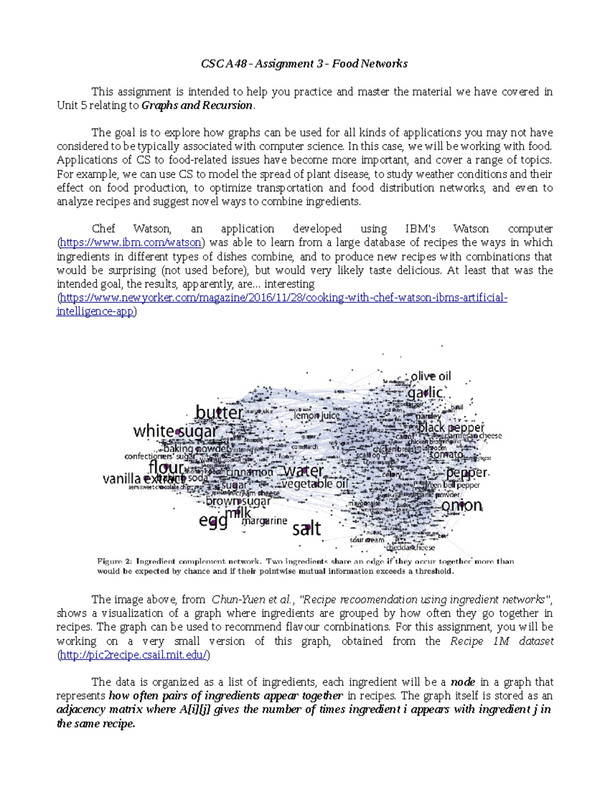 A3 handout - 111 - CSC A48 - Assignment 3 - Food Networks This ...