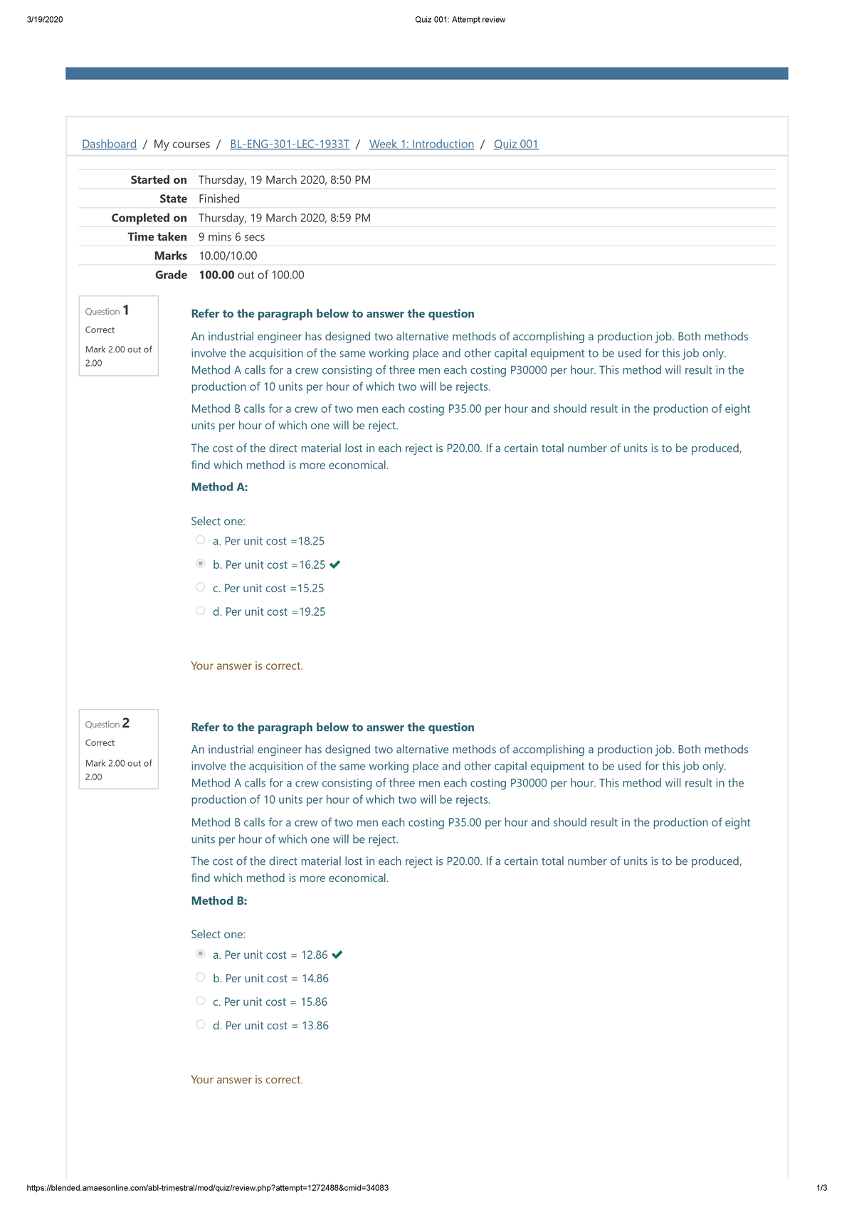 Quiz 001 eco pdf free - Ewan - 3/19/2020 Quiz 001: Attempt review - Studocu