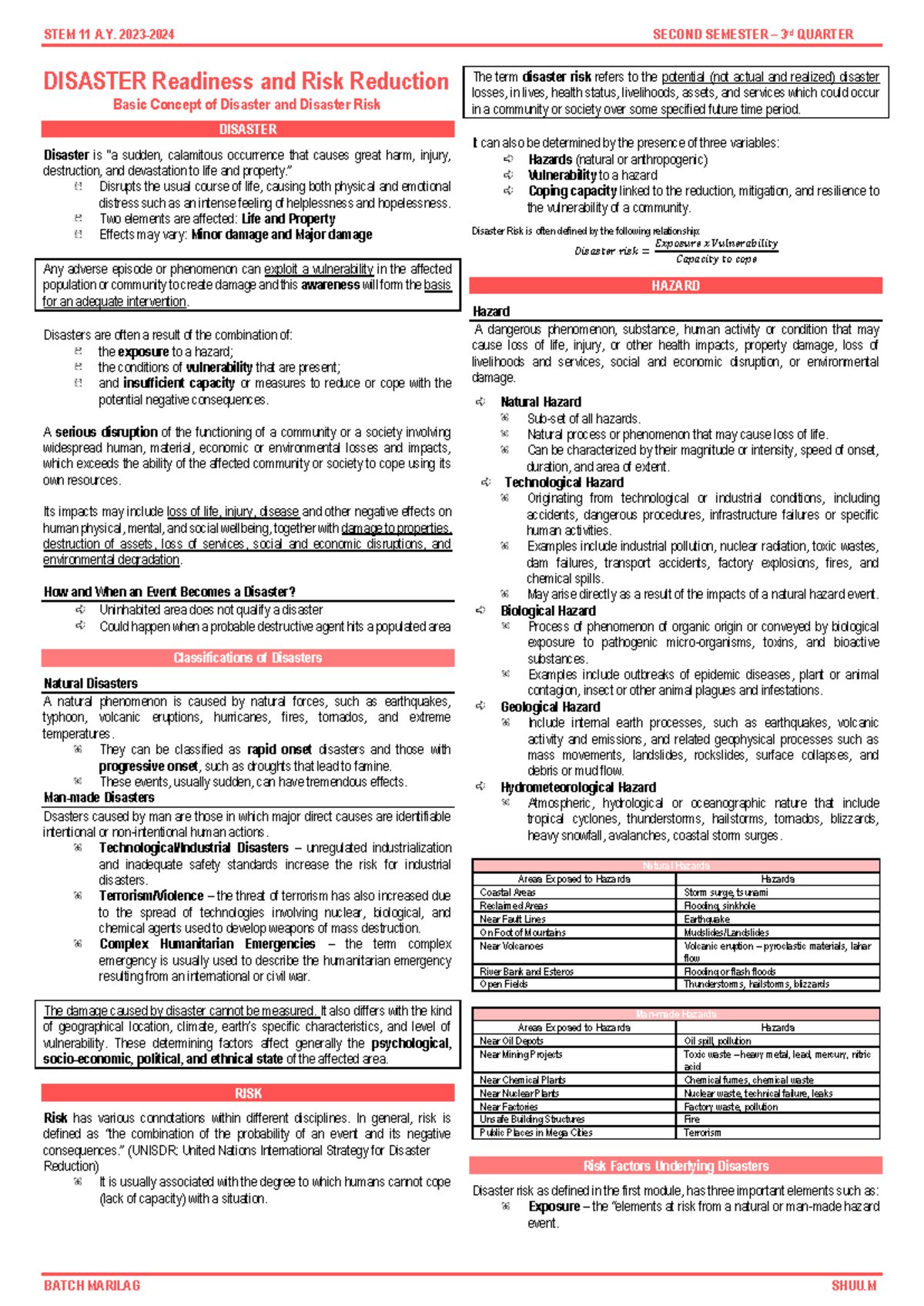 reviewer_drrr_lesson-1 - DISASTER Readiness and Risk Reduction Basic ...