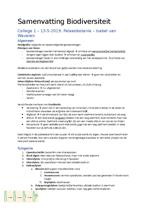 BP2022 Syllabus - Tree of Life Biodiversiteit Plant Fylogenie, Anatomie ...