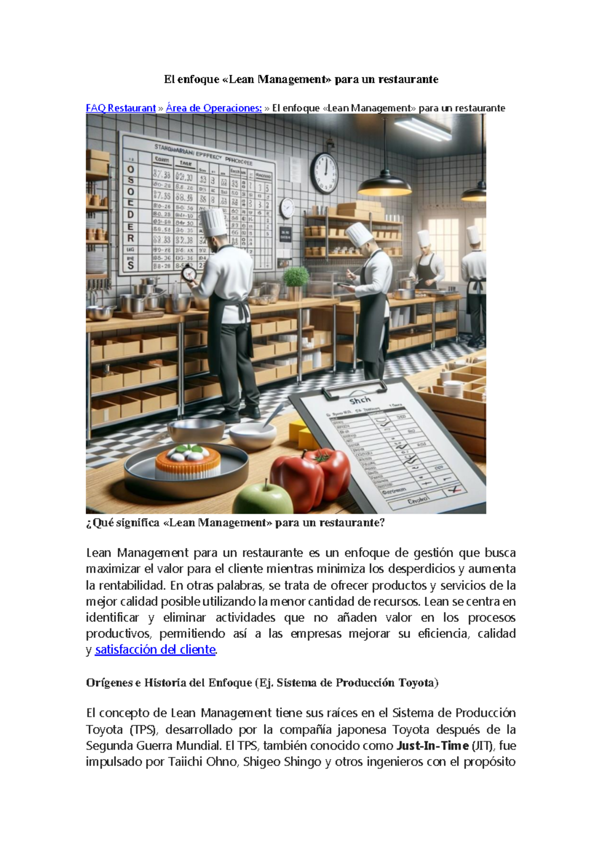 El enfoque lean para restaurant 2024 - El enfoque «Lean Management ...