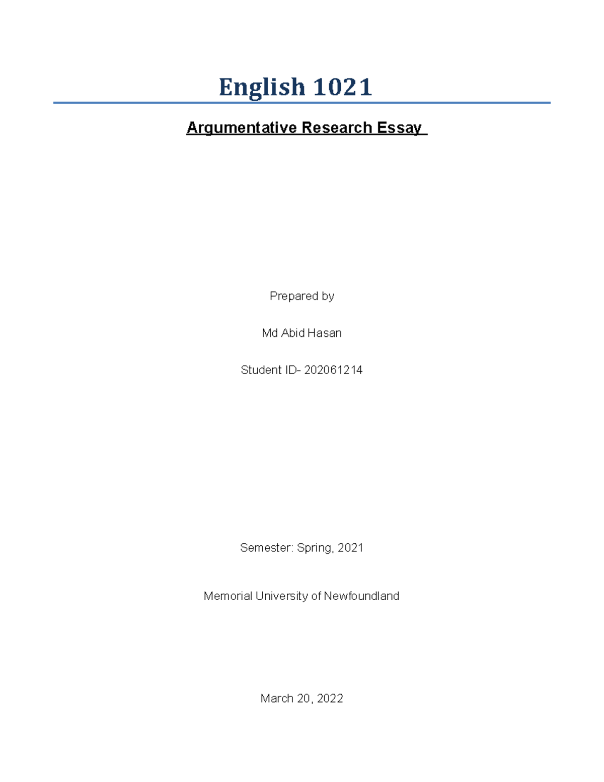 Writing Assignment 3-5 Research Paper Final Draft- MD ABID Hasan ...