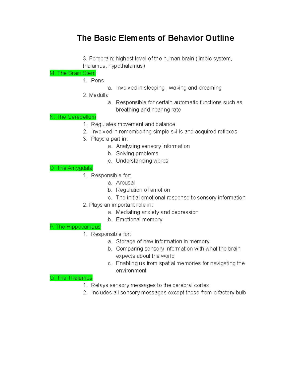 The Basic Elements of Behavior Outline - The Basic Elements of Behavior ...