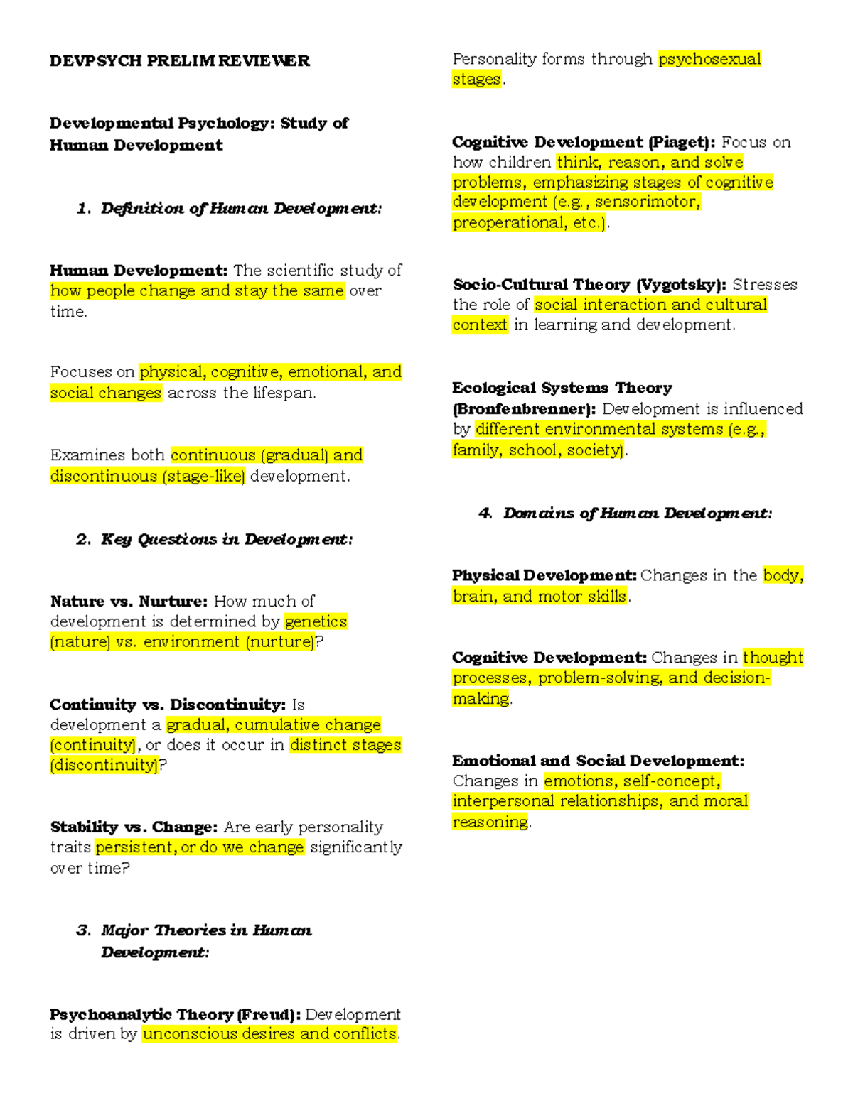 Devpsych Prelim Reviewer - DEVPSYCH PRELIM REVIEWER Developmental ...
