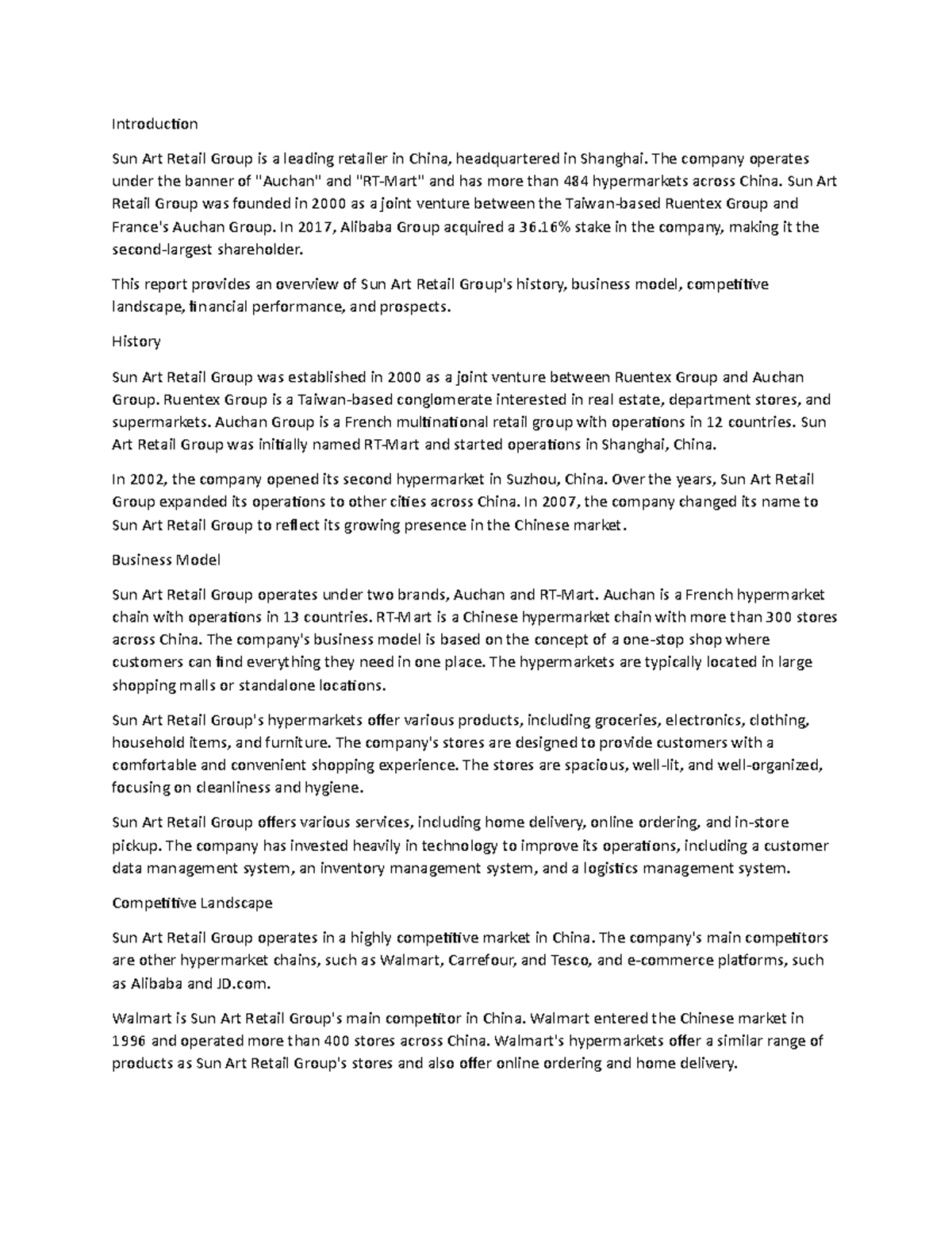 Sun Art Retail Group 3 - Introduction Sun Art Retail Group is a leading ...