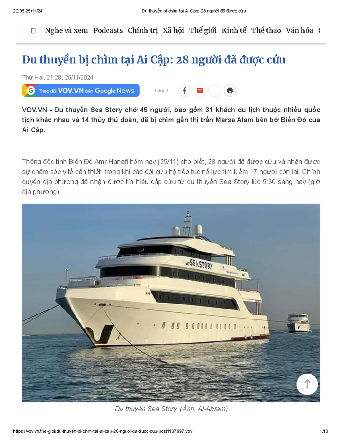 Du thuy người đã được cứu - VOV1 VOV2 VOV3 VOV4 VOV5 VOV6 VOV GT VTC1 ...