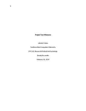 PSY 375 done Project One Milestone Template done - PSY 375 Project One ...