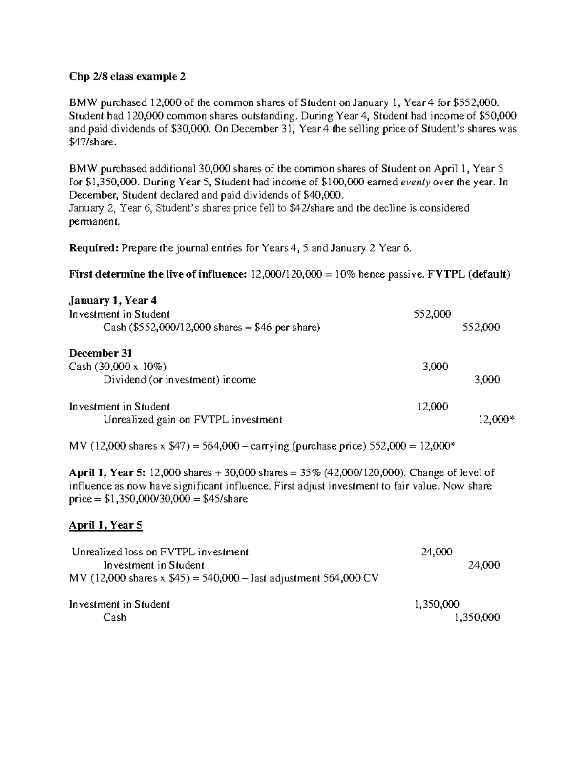 Chp 2 and 8 notes class example 2 soln - Chp 2/8 class example 2 BMW ...