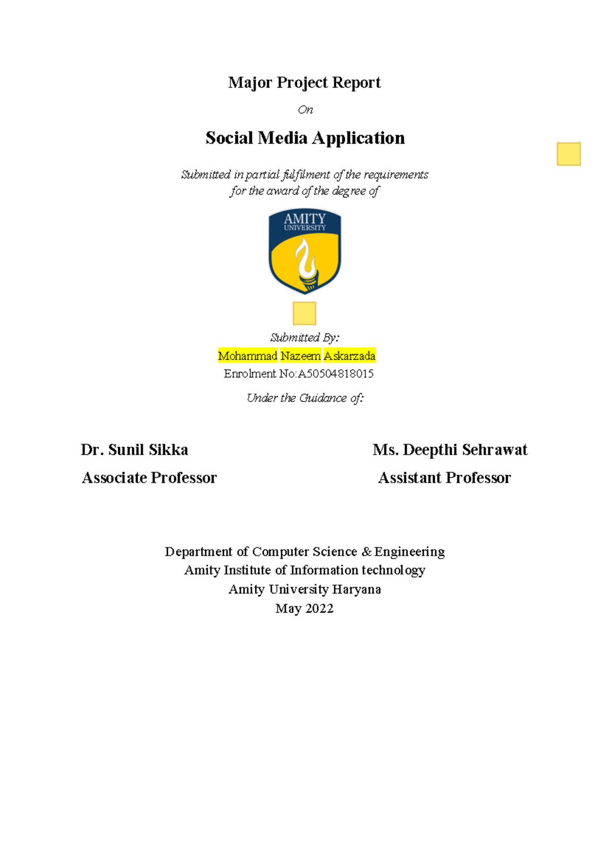Major report-MD Nazeem - Major Project Report On Social Media ...