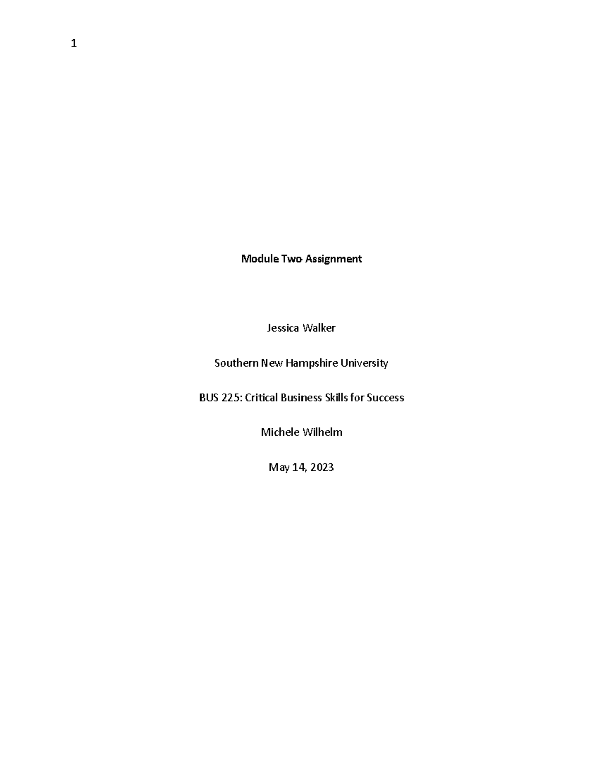 BUS225 Module Two Assignment - 1 Module Two Assignment Jessica Walker ...