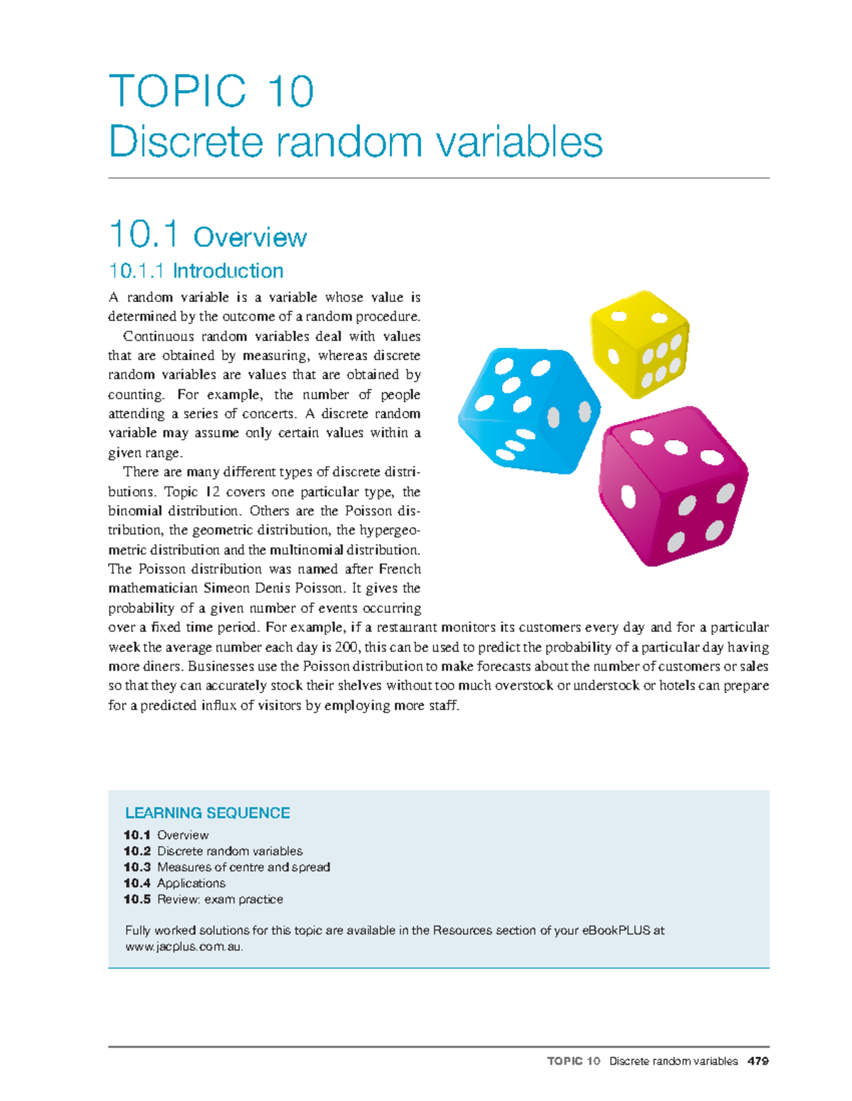C10Discrete Random Variables - TOPIC 10 Discrete random variables 10 Overview 10.1 Introduction ...