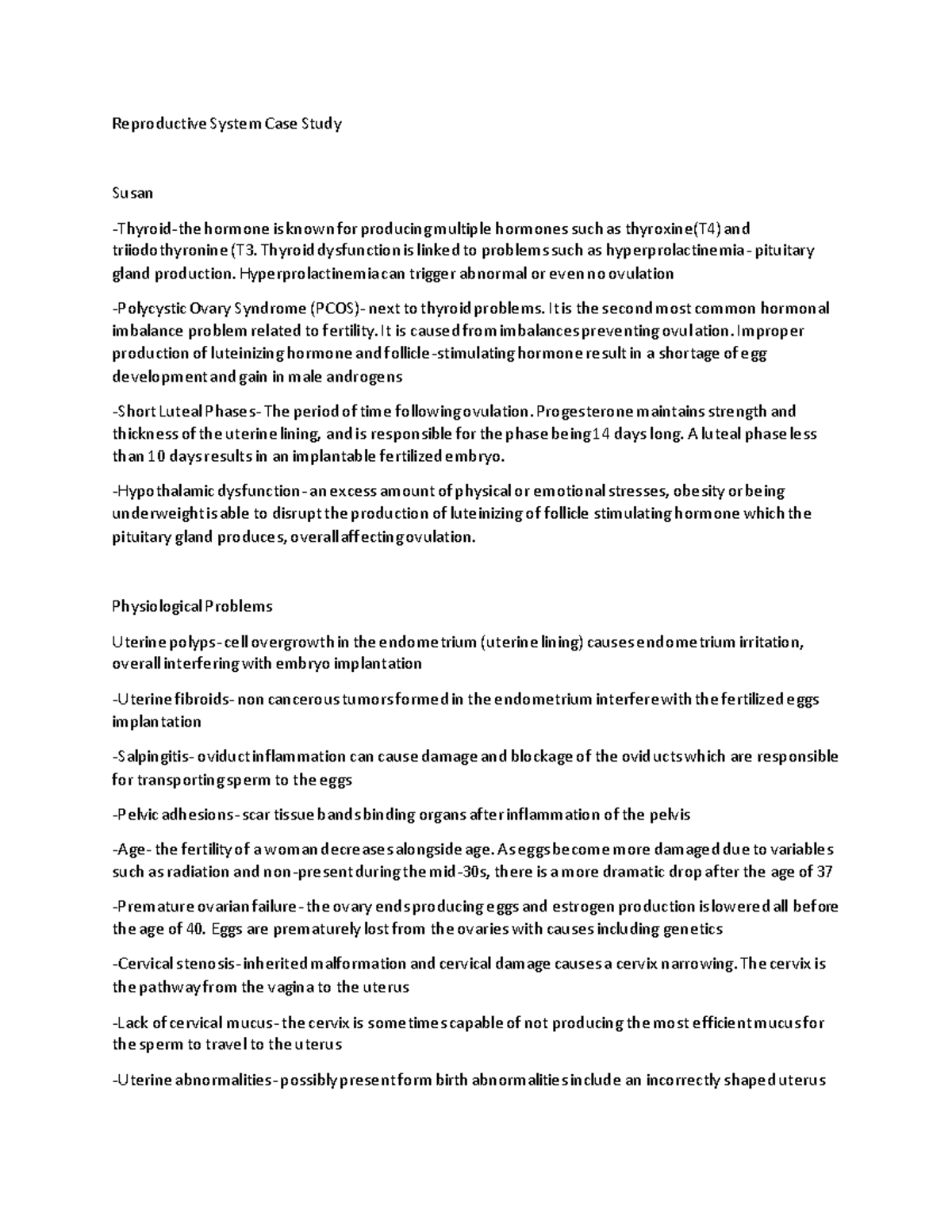 Bio 1 - case study - Warning: TT: undefined function: 32 Reproductive ...