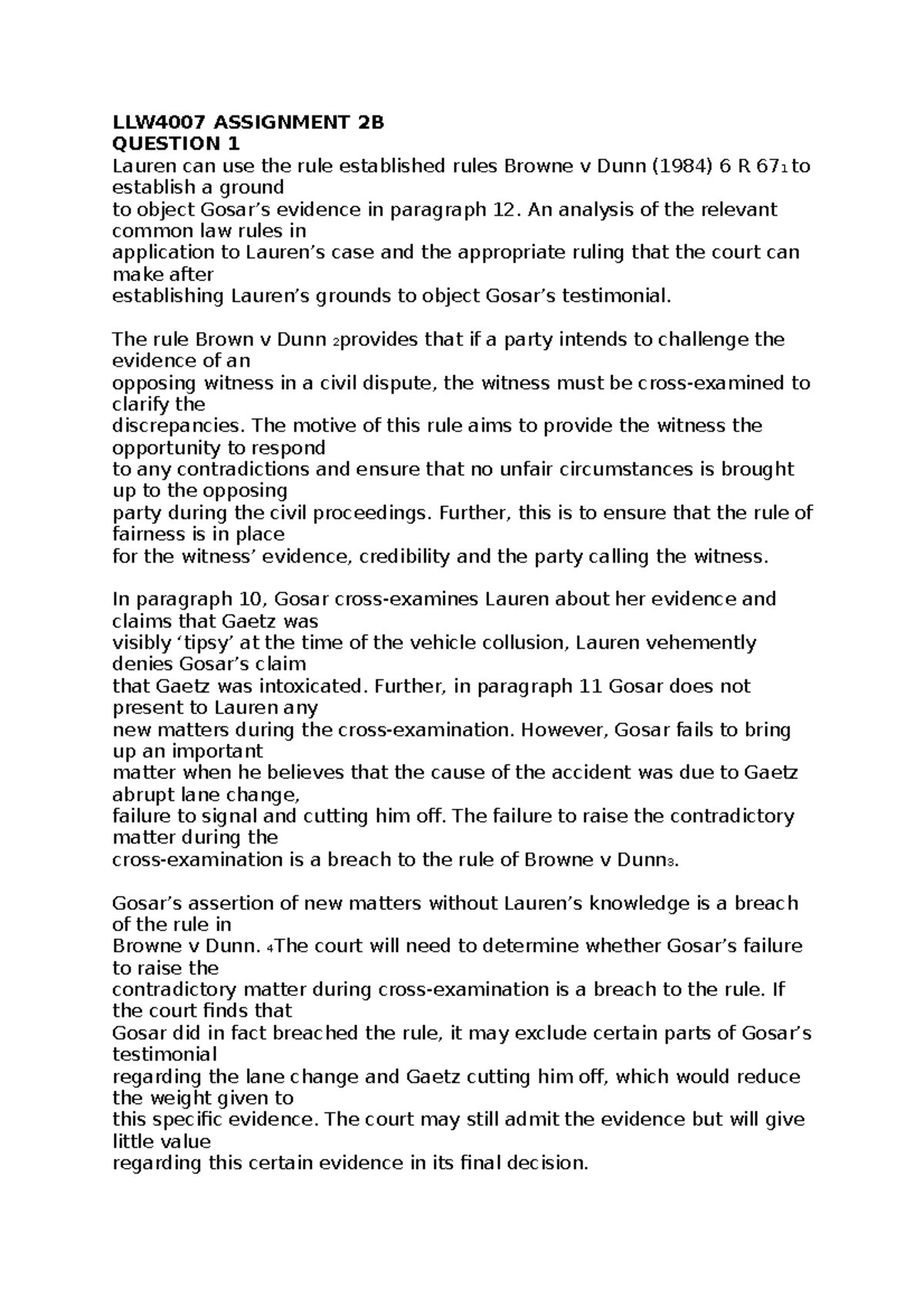 LLW4007 Assessment 2B - LLW4007 ASSIGNMENT 2B QUESTION 1 Lauren can use ...