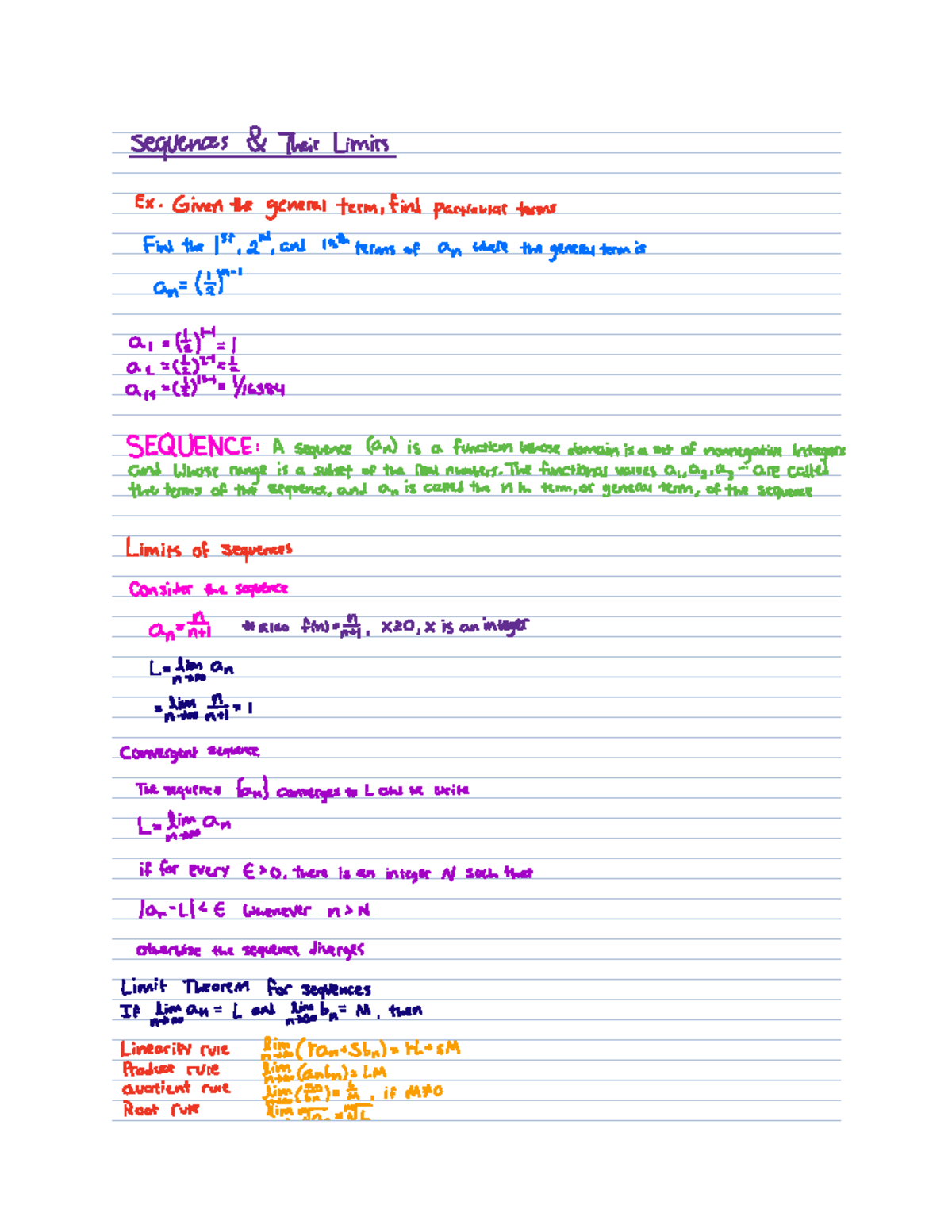 8.1 Sequences And Their Limits - Sequences TheirLimits Ex Giventhe general term find particular ...