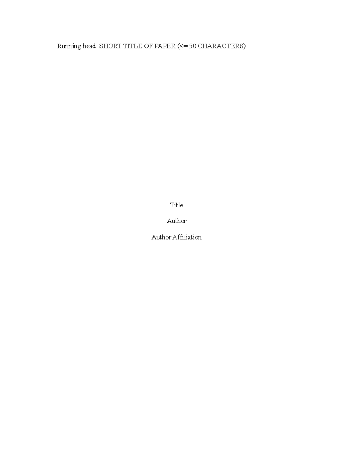 IHP-510 Final Project Template - Running head: SHORT TITLE OF PAPER