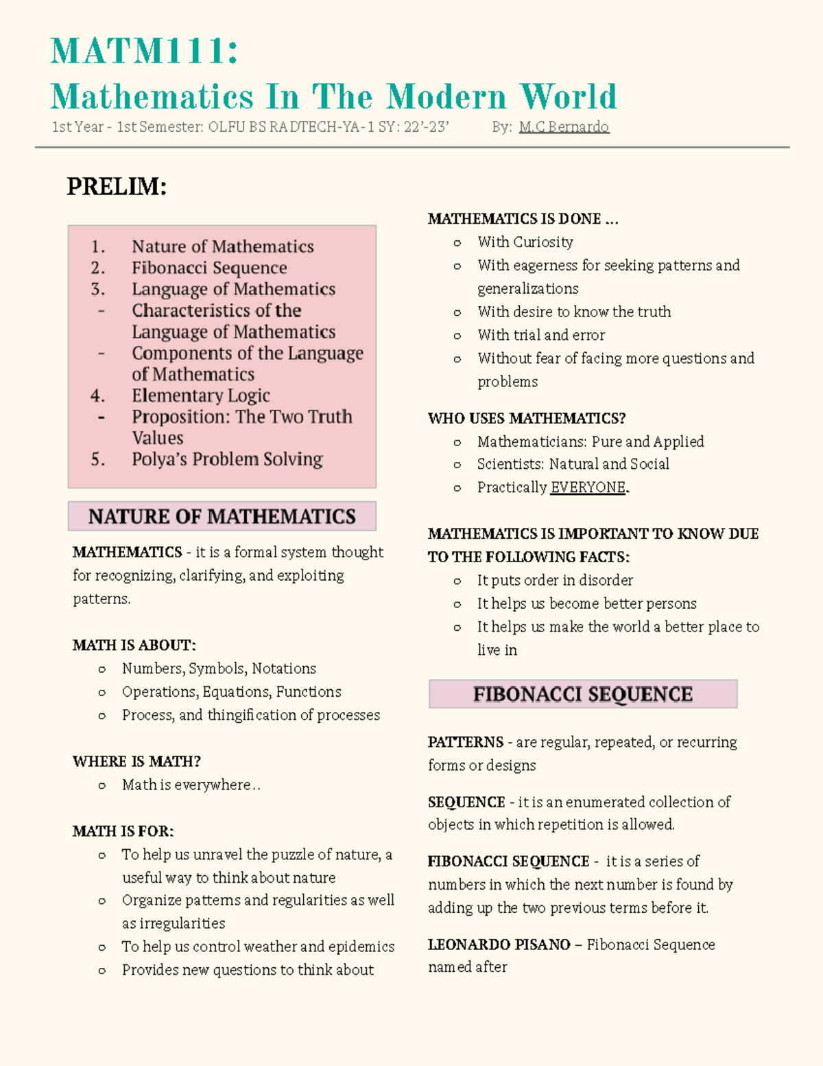 Prelim MATM111 Mathematics In The Modern World - MATM111: Mathematics ... Prelim MATM111 Mathematics In The Modern World - MATM111: Mathematics ...