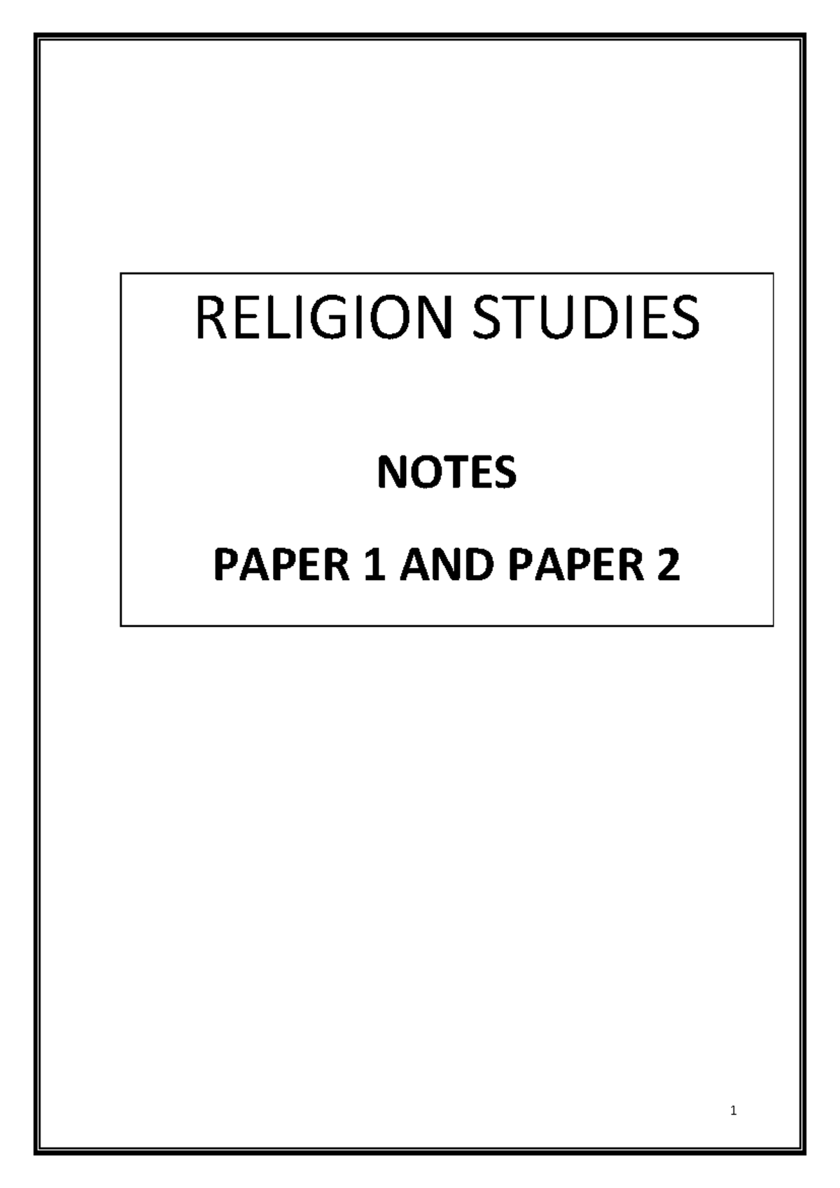 Rs notes paper 1 AND 2 grd 12 - RELIGION STUDIES NOTES PAPER 1 AND ...