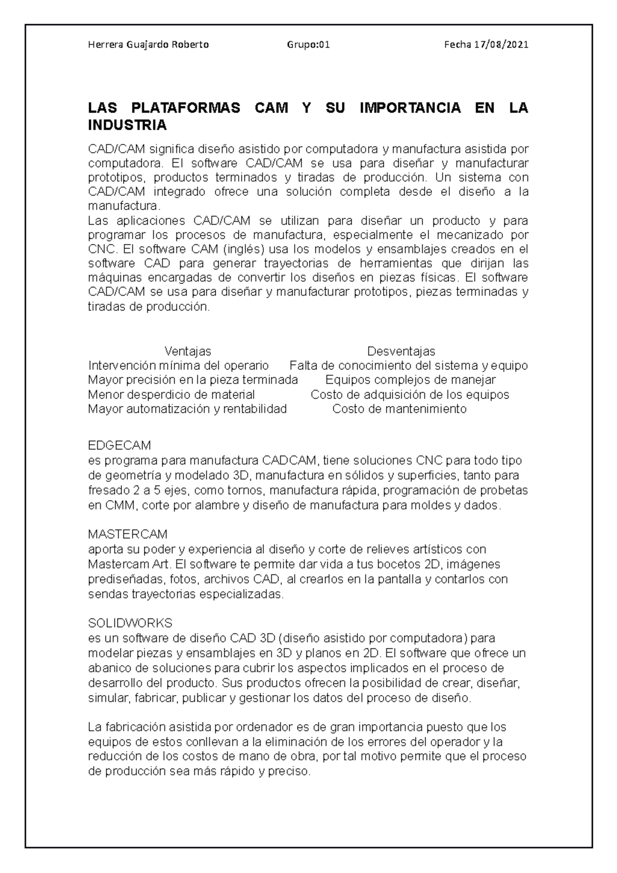 Ensayo Herrera GDO Roberto - Herrera Guajardo Roberto Grupo:01 Fecha 17 ...