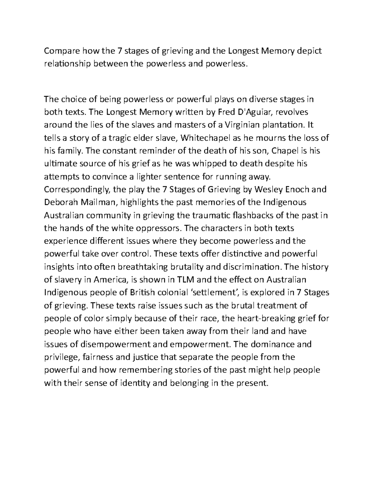 Powerful and powerless in 7stages and tlm - Compare how the 7 stages of ...