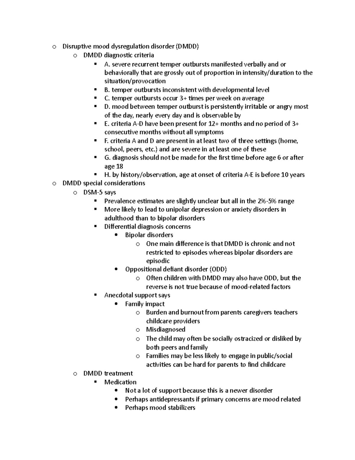 DMDD - dr. knapp - o Disruptive mood dysregulation disorder (DMDD) o ...