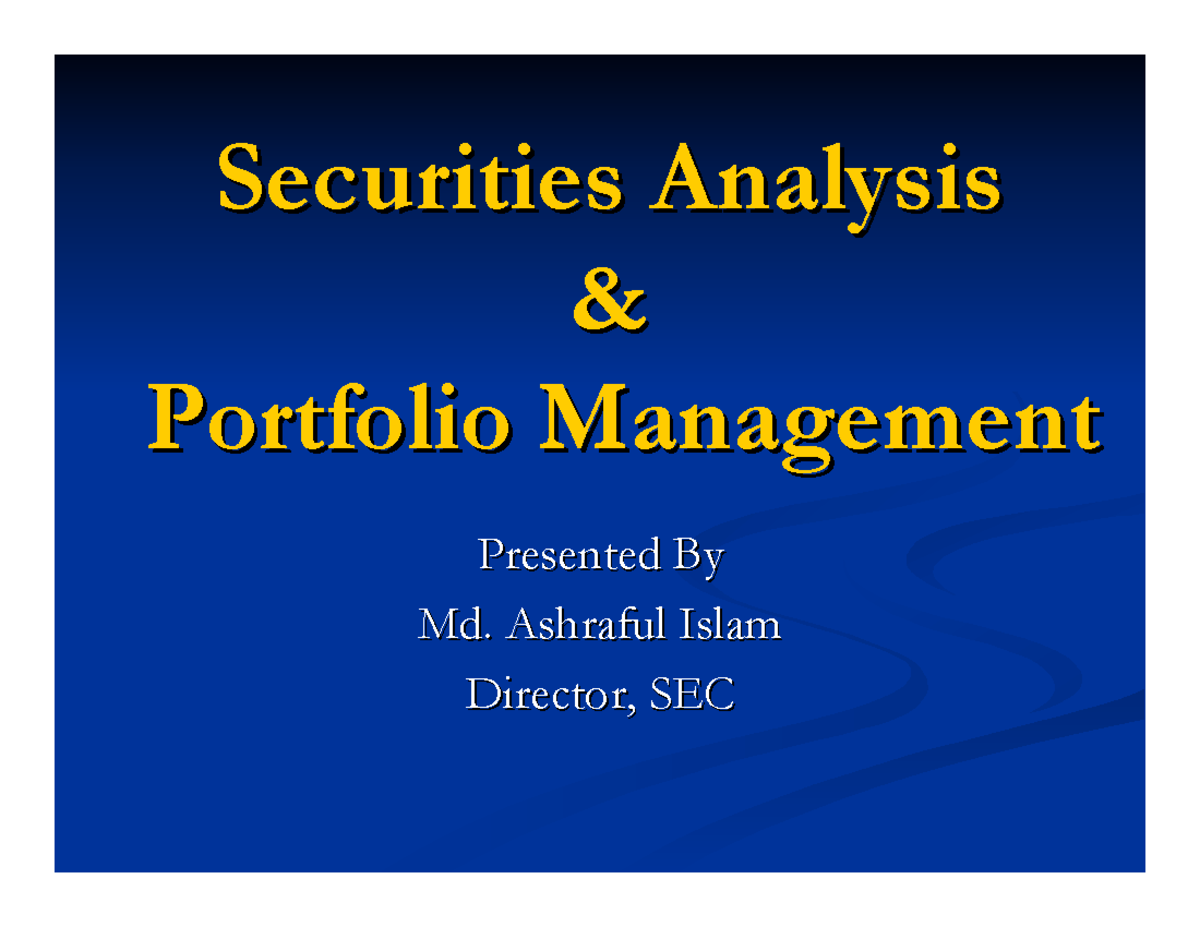 Securities Analysis and Portfolio Management ( PDFDrive ) - Securities ...