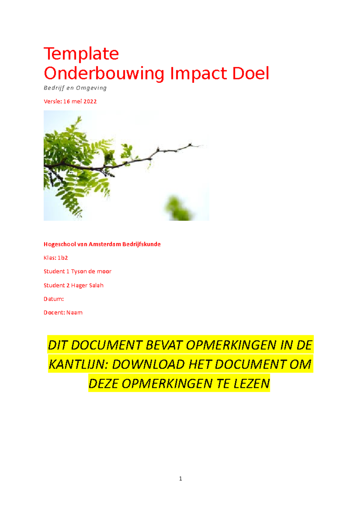 2. Schriftelijke Onderbouwing Template - Template Onderbouwing Impact ...