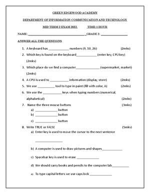 Class 5 ICT MID TERM EXAM - GREEN EDGEWOOD ACADEMY DEPARTMENT OF ...