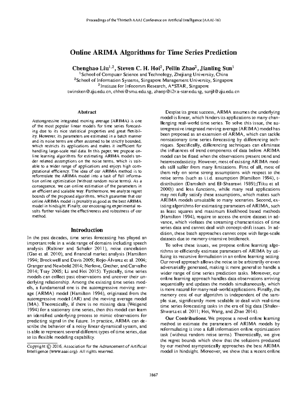 12135 55701 1 PB - shankar - Online ARIMA Algorithms for Time Series ...