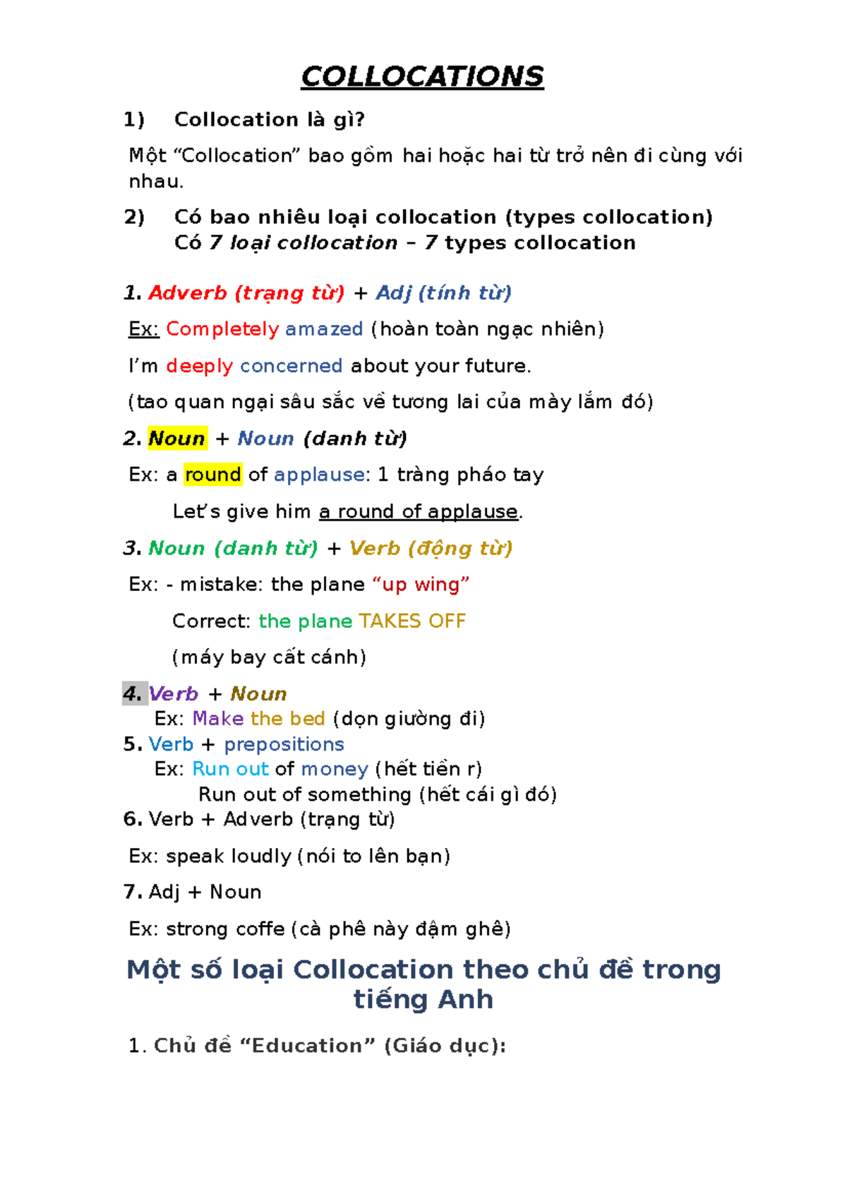 Collocation - ... - COLLOCATIONS 1) Collocation là gì? Một “Collocation” bao gồm hai hoặc hai từ ...