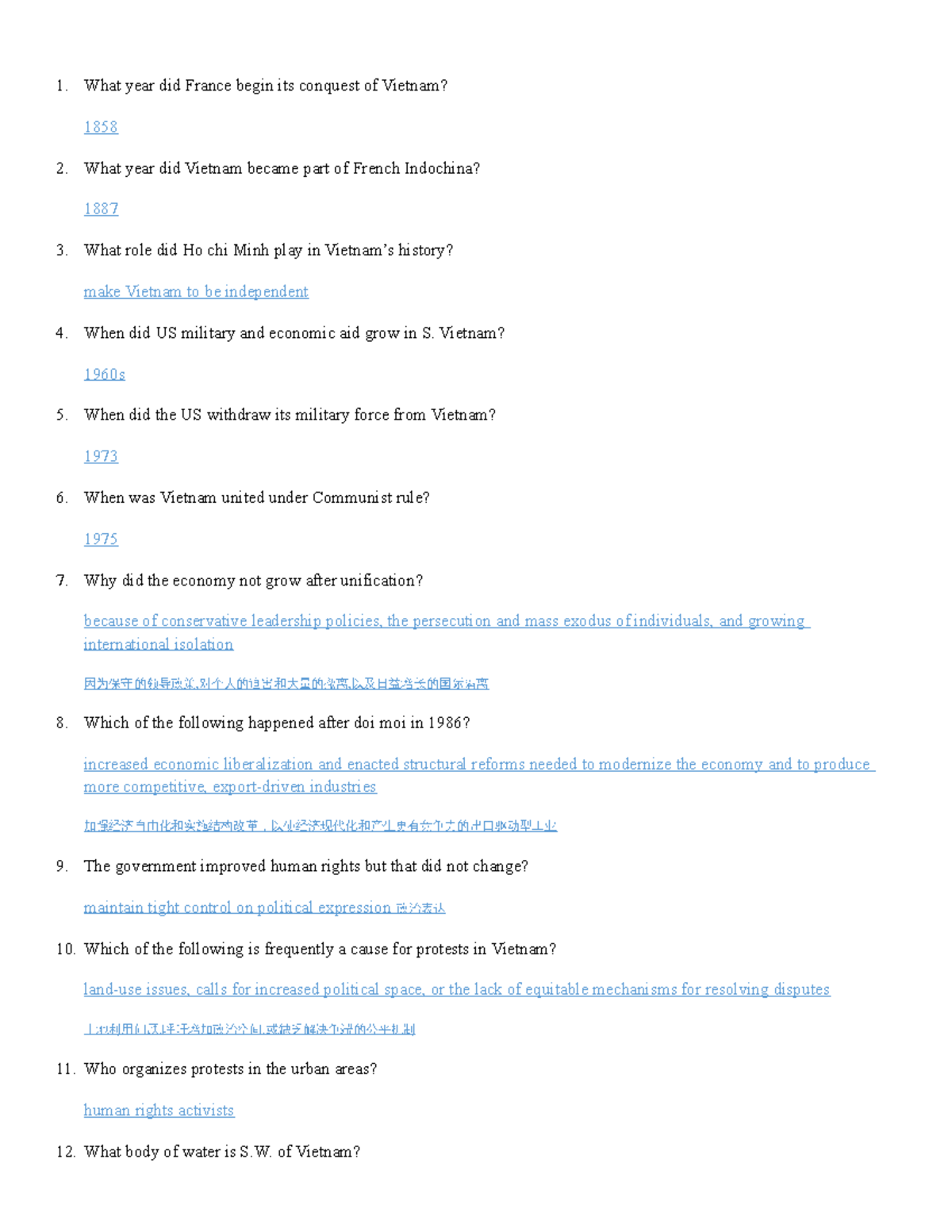 Quiz 2 - Vietnam - quiz practical questions with answers - What year ...