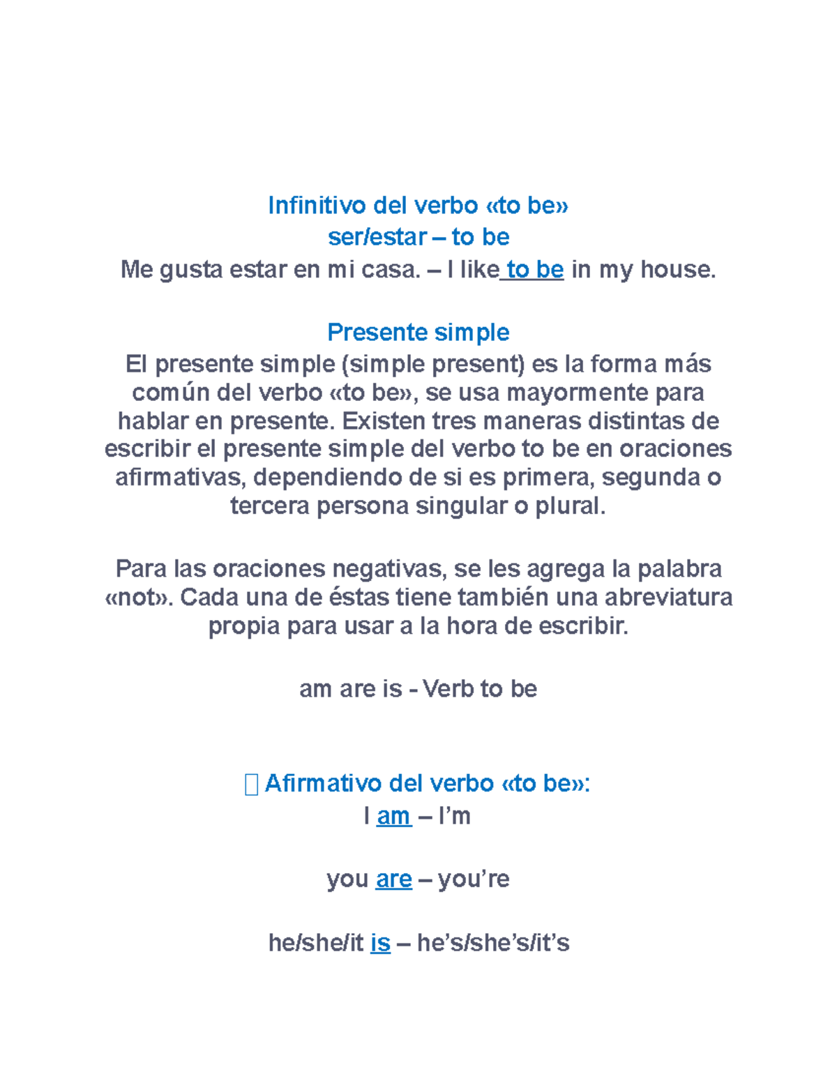 Infinitivo del verbo to be - Infinitivo del verbo «to be» ser/estar ...