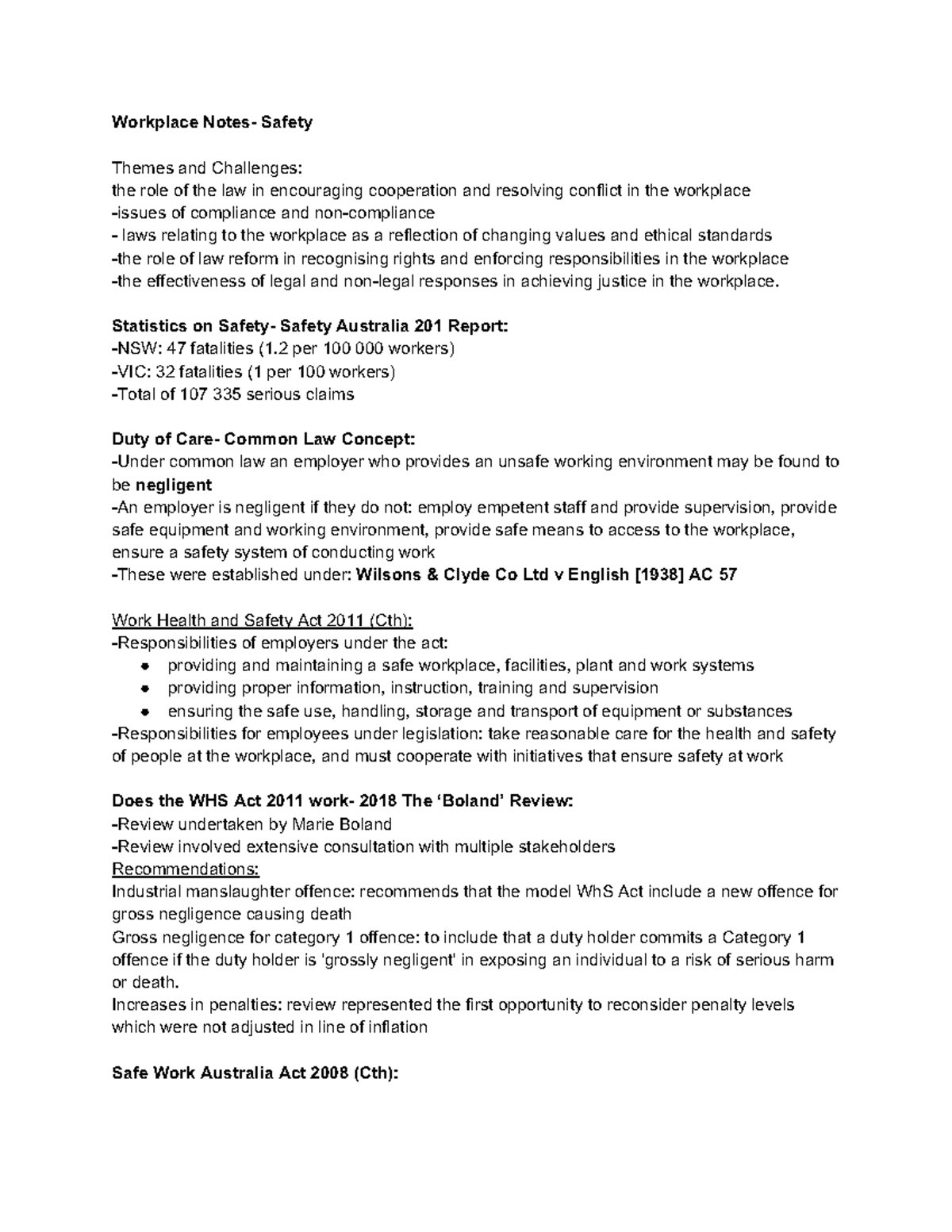 Workplace Notes- Safety - Workplace Notes- Safety Themes and Challenges ...