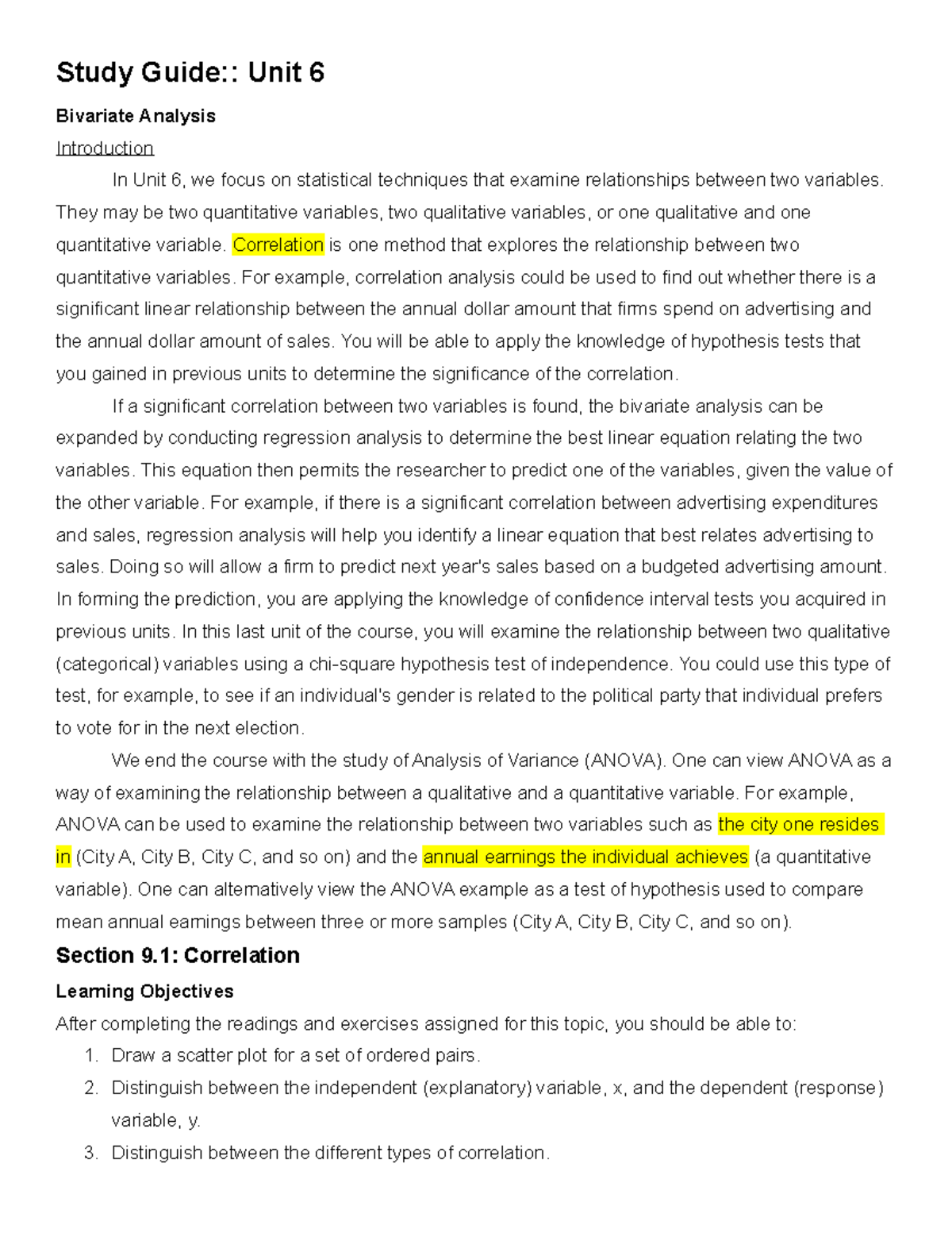 MATH 216 Unit 6 Study Guide - Math 216 - AU - Studocu