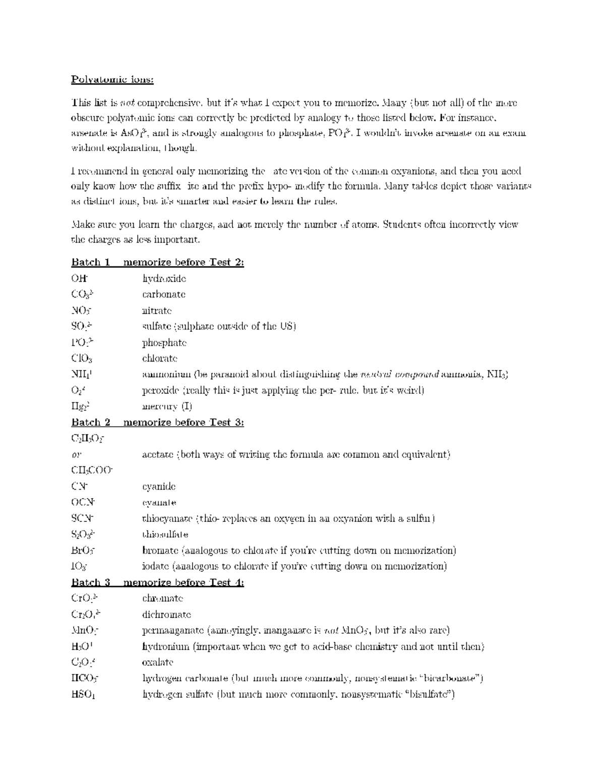 Polyatomic+ions - Polyatomic ions - Studocu