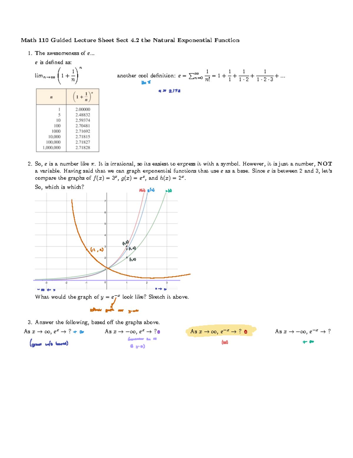 Lecture Notes 4.2 - Math 110 Guided Lecture Sheet Sect 4 the Natural ...