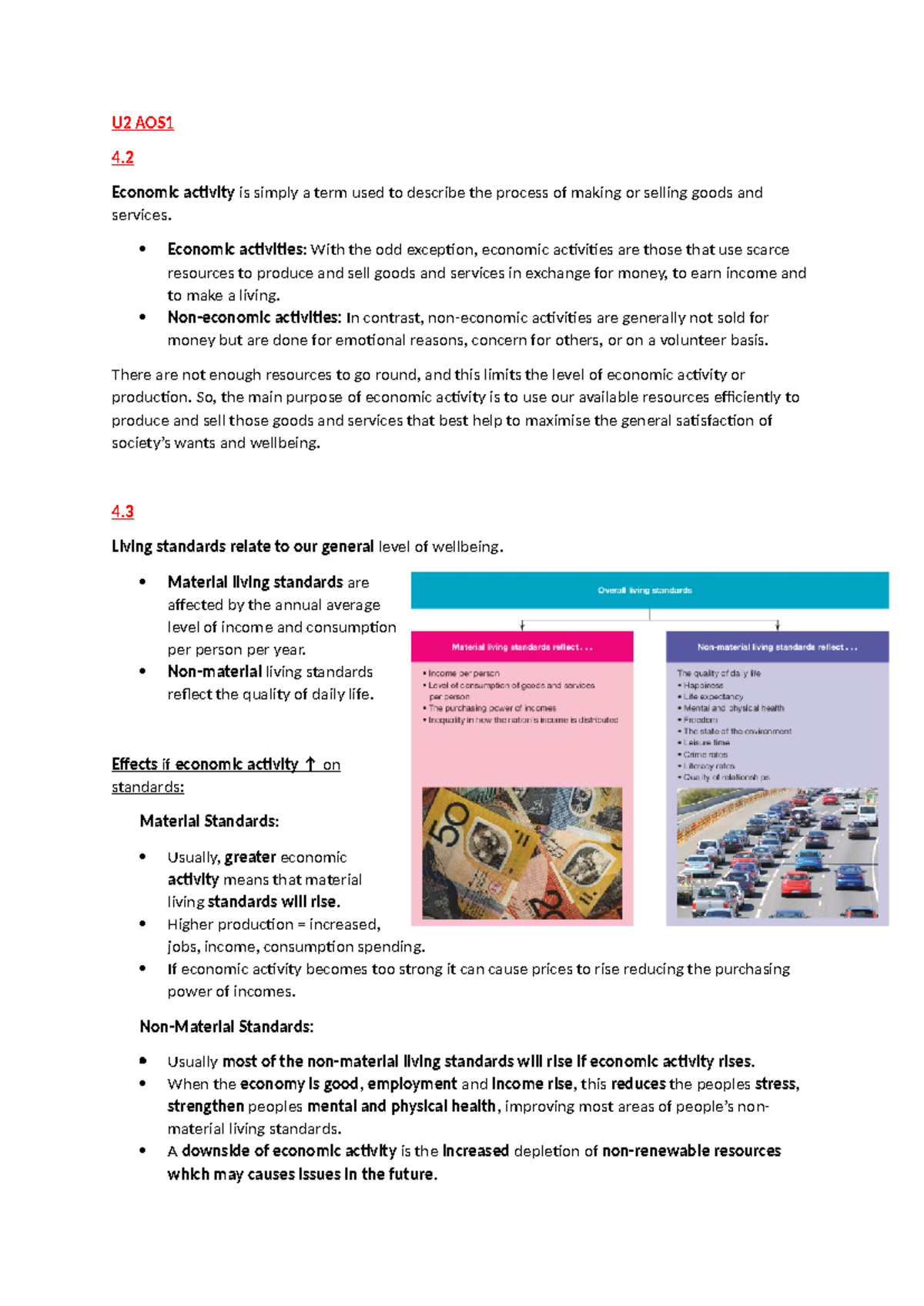 U2 AOS1 - Notes - U2 AOS 4. Economic activity is simply a term used to ...