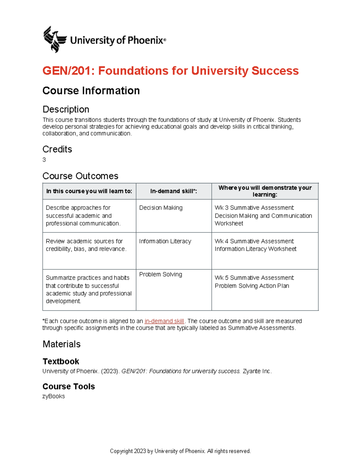 Gen201 v12 syllabus - GEN/201: Foundations for University Success ...