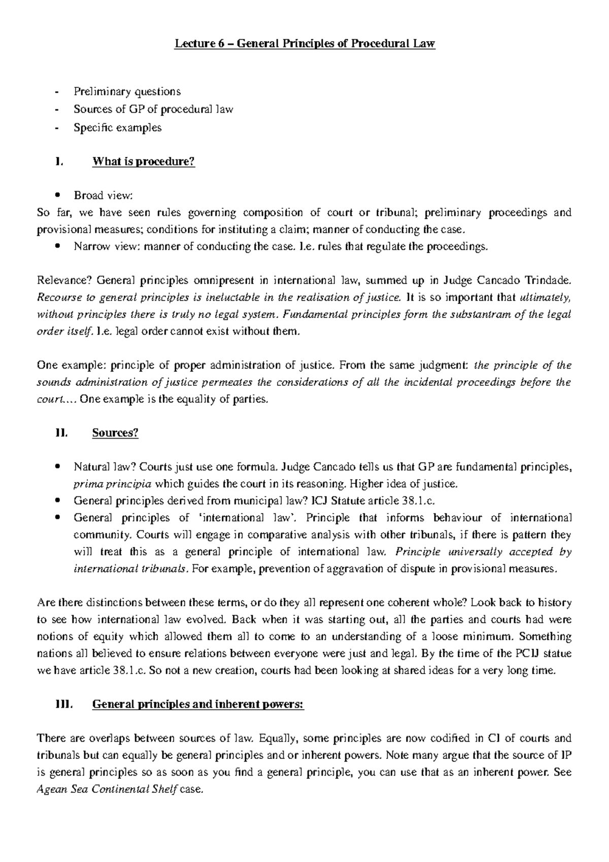 International Dispute Settlement – General Principles of Procedural Law ...