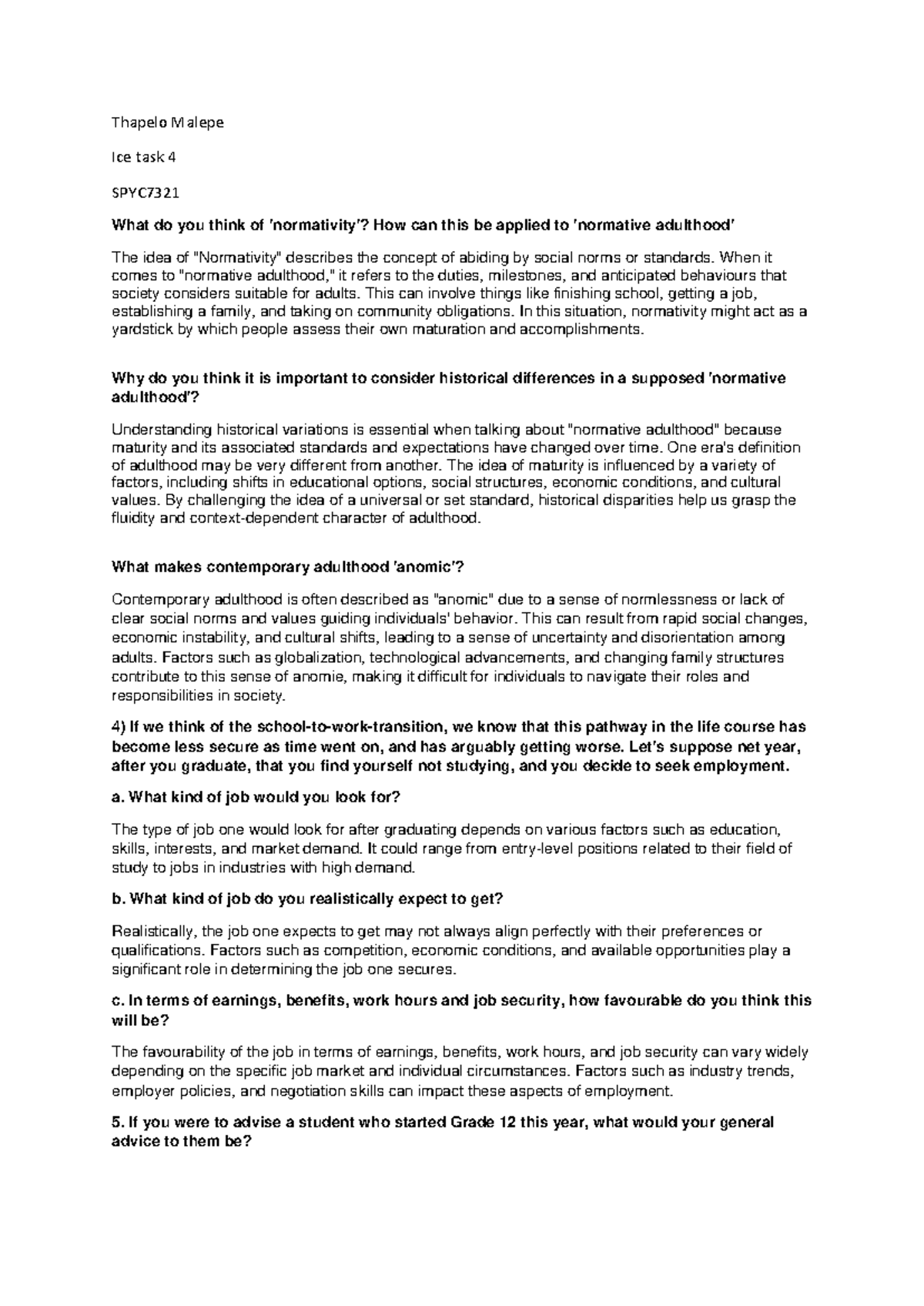 Ice task 4 spyc - Thapelo Malepe Ice task 4 SPYC What do you think of ...