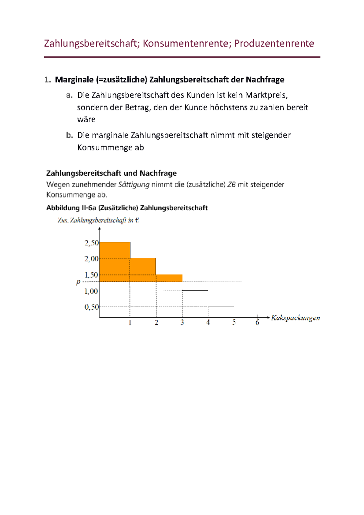 Zahlungsbereitschaft : Konsumentenrente : Produzententenrente ...