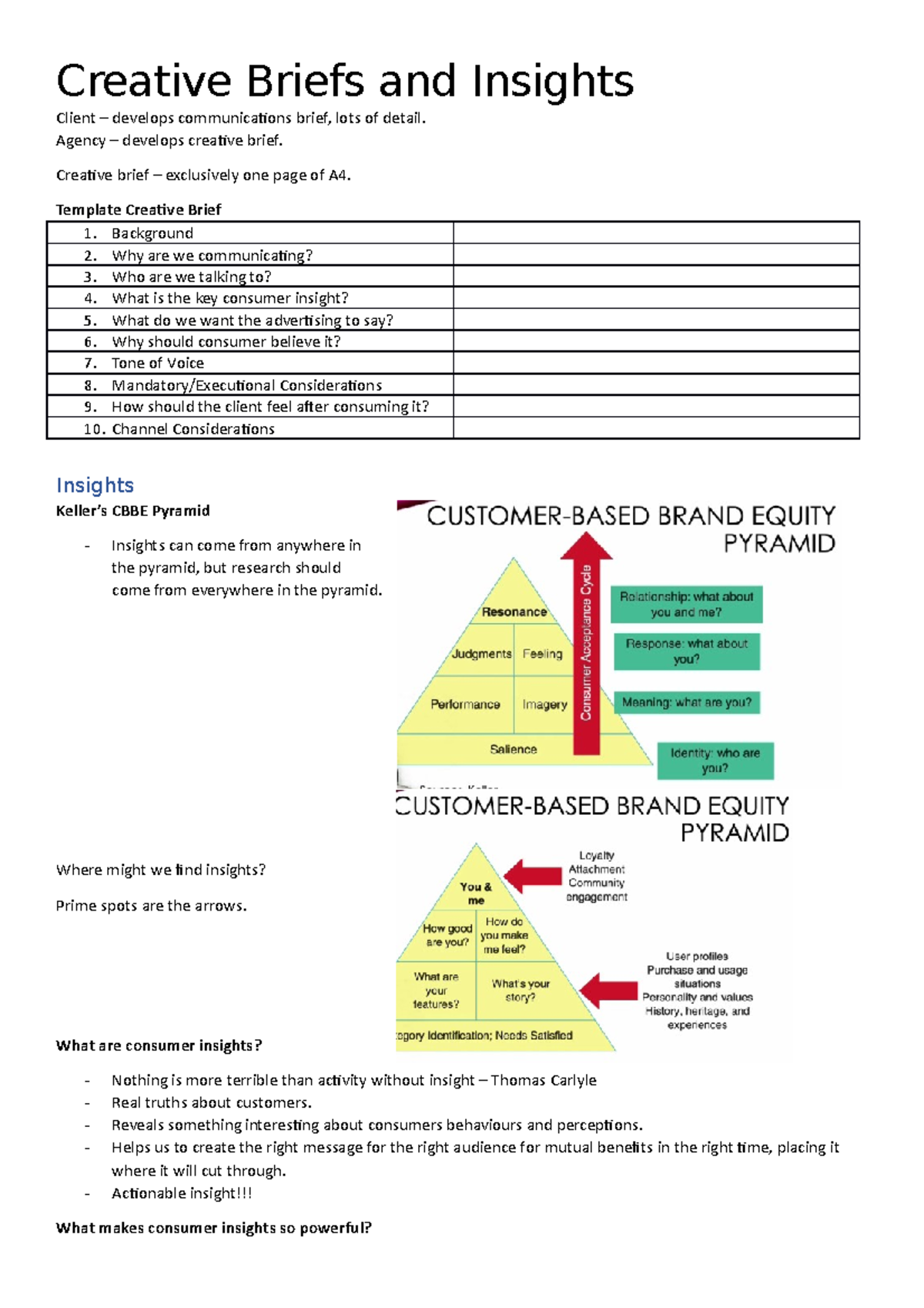 Week 5 - Creative Briefs and Insights - Creative Briefs and Insights ...