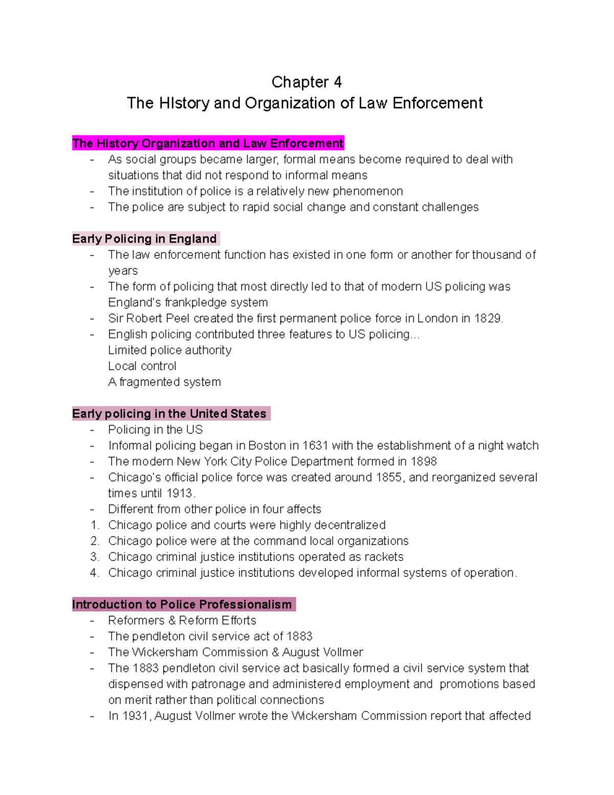 Chp. 4The HIstory and Organization of Law Enforcement - English ...